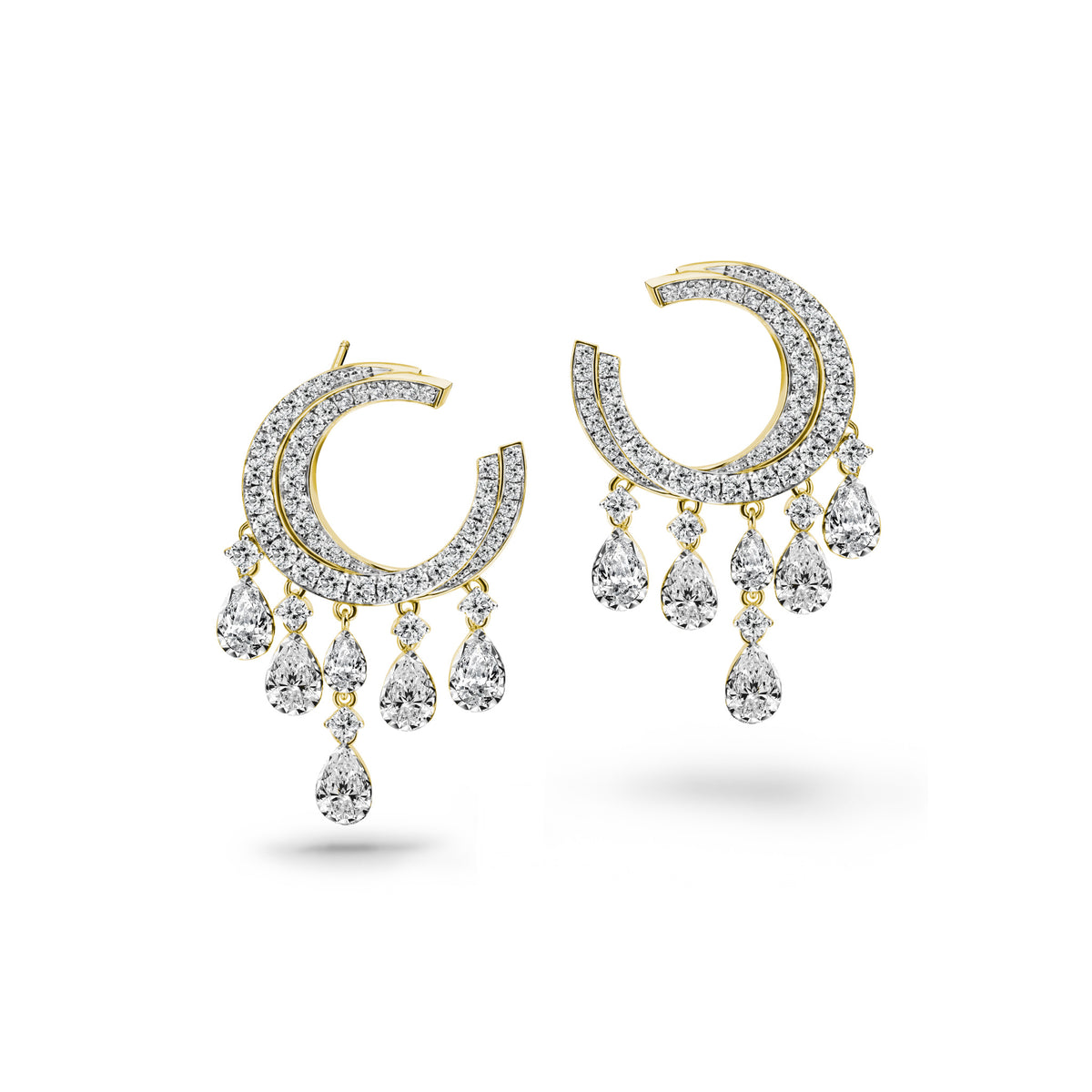 ต่าหูเพชร Larme d'Amour Lunar Chandelier Earrings – Jubilee Diamond